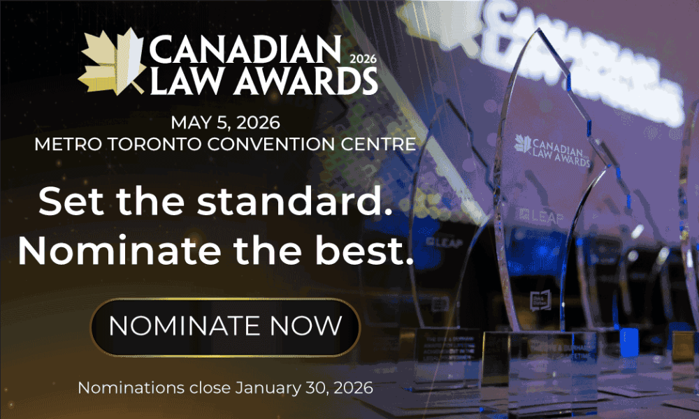 Nominations now open for the 2026 Canadian Law Awards | Canadian Lawyer